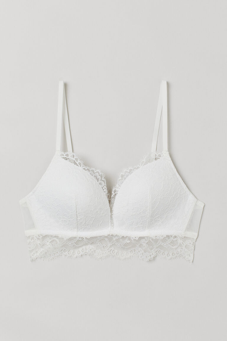 Non-wired lace push-up bra