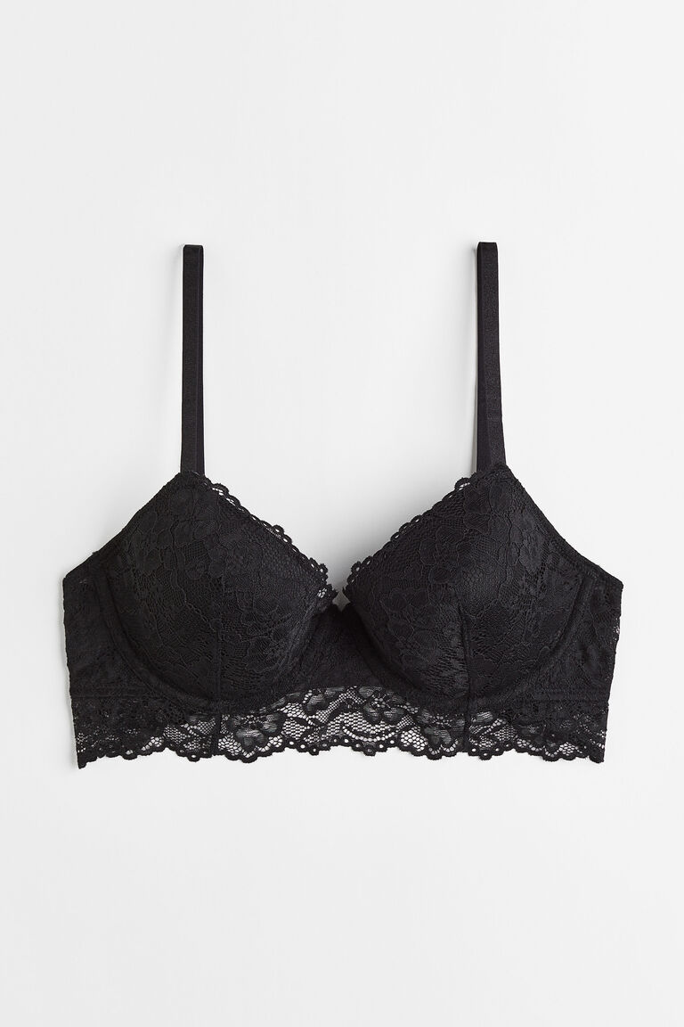 Padded underwired lace bra