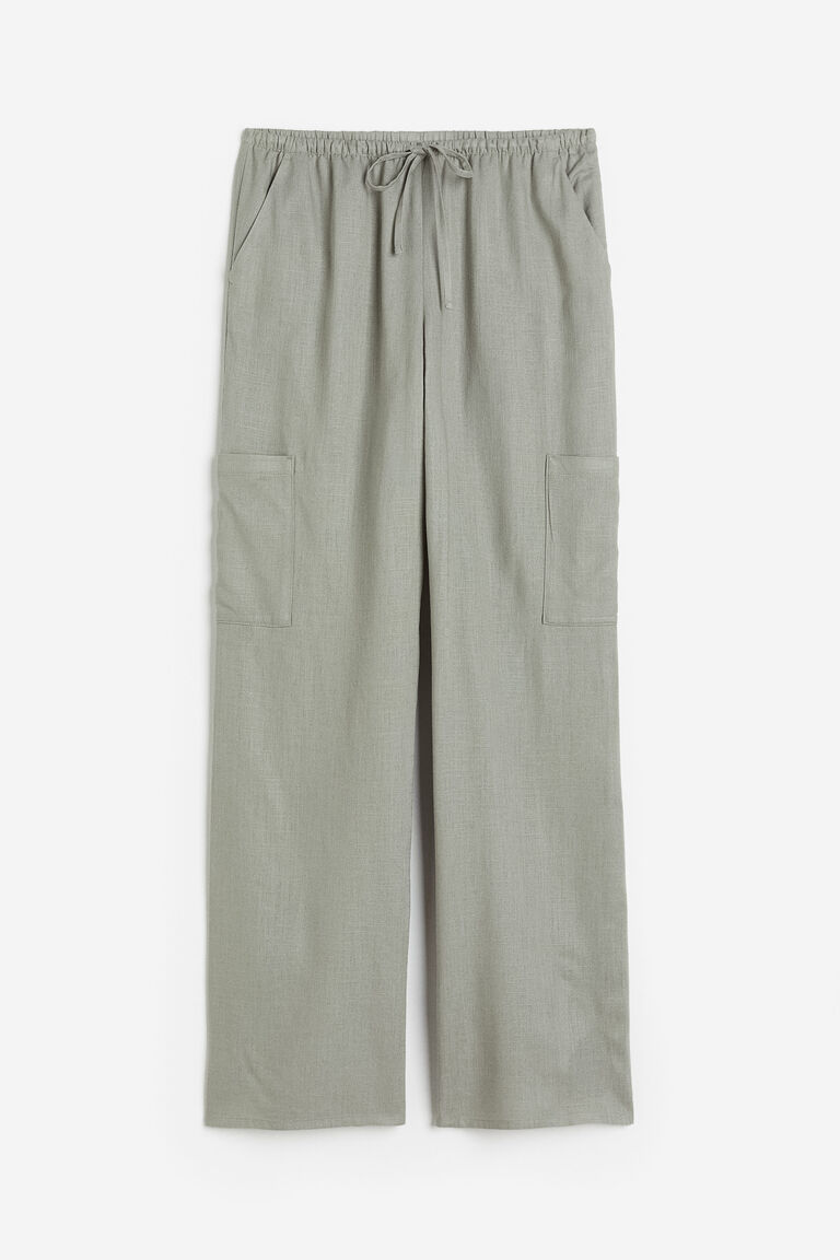 Wide linen-blend trousers