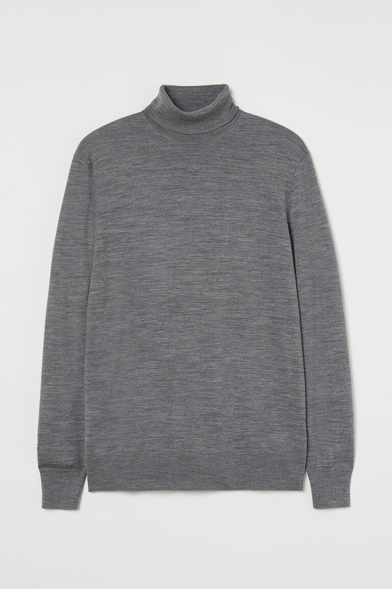 Merino wool polo-neck jumper