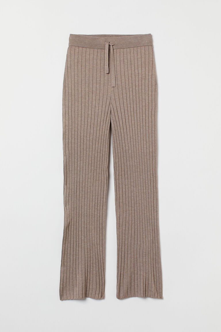 Rib-knit trousers