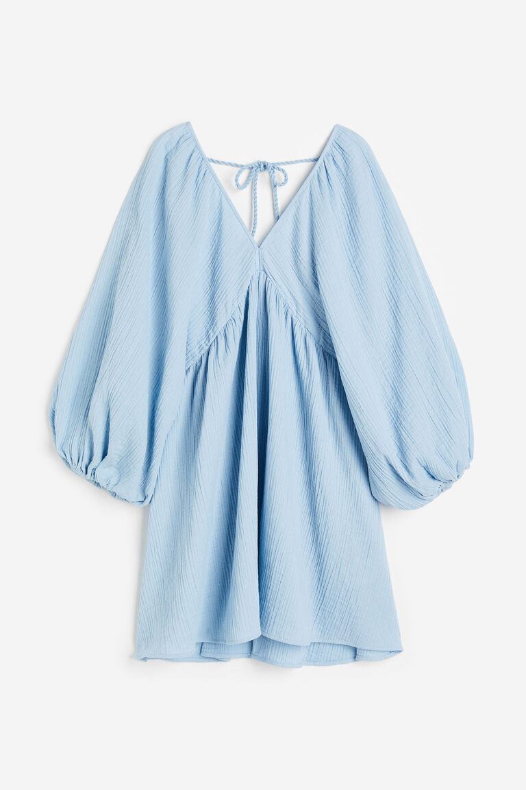 Voluminous double-weave dress