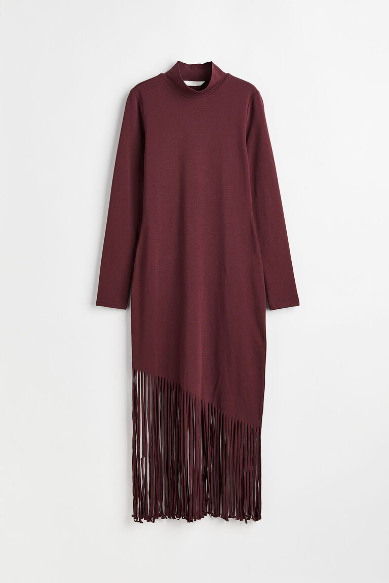 Fringe-trimmed dress